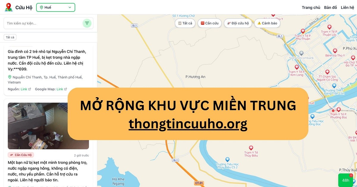 Bản đồ phân luồng cứu hộ đã mở rộng ra vùng rốn lũ miền Trung | Báo Pháp Luật TP. Hồ Chí Minh