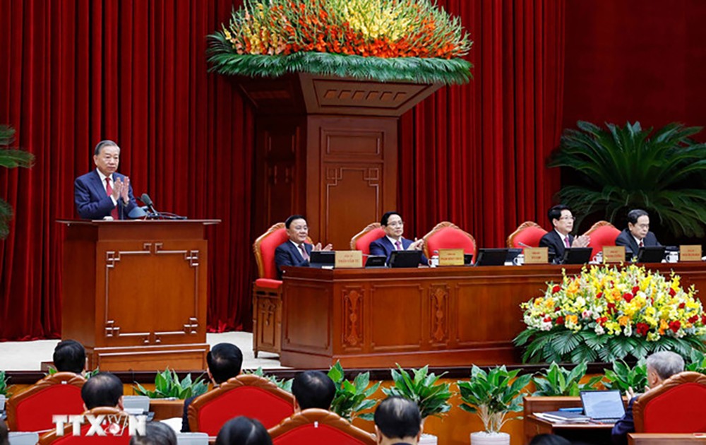 Tổng Bí thư Tô Lâm phát biểu khai mạc Hội nghị Trung ương 14, bàn về công tác Đại hội XIV | Báo ...